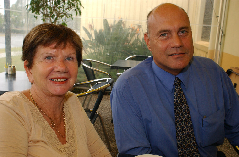 Nancy Muller and Tony Millman having lunch, Corinda, February 2003 ...
