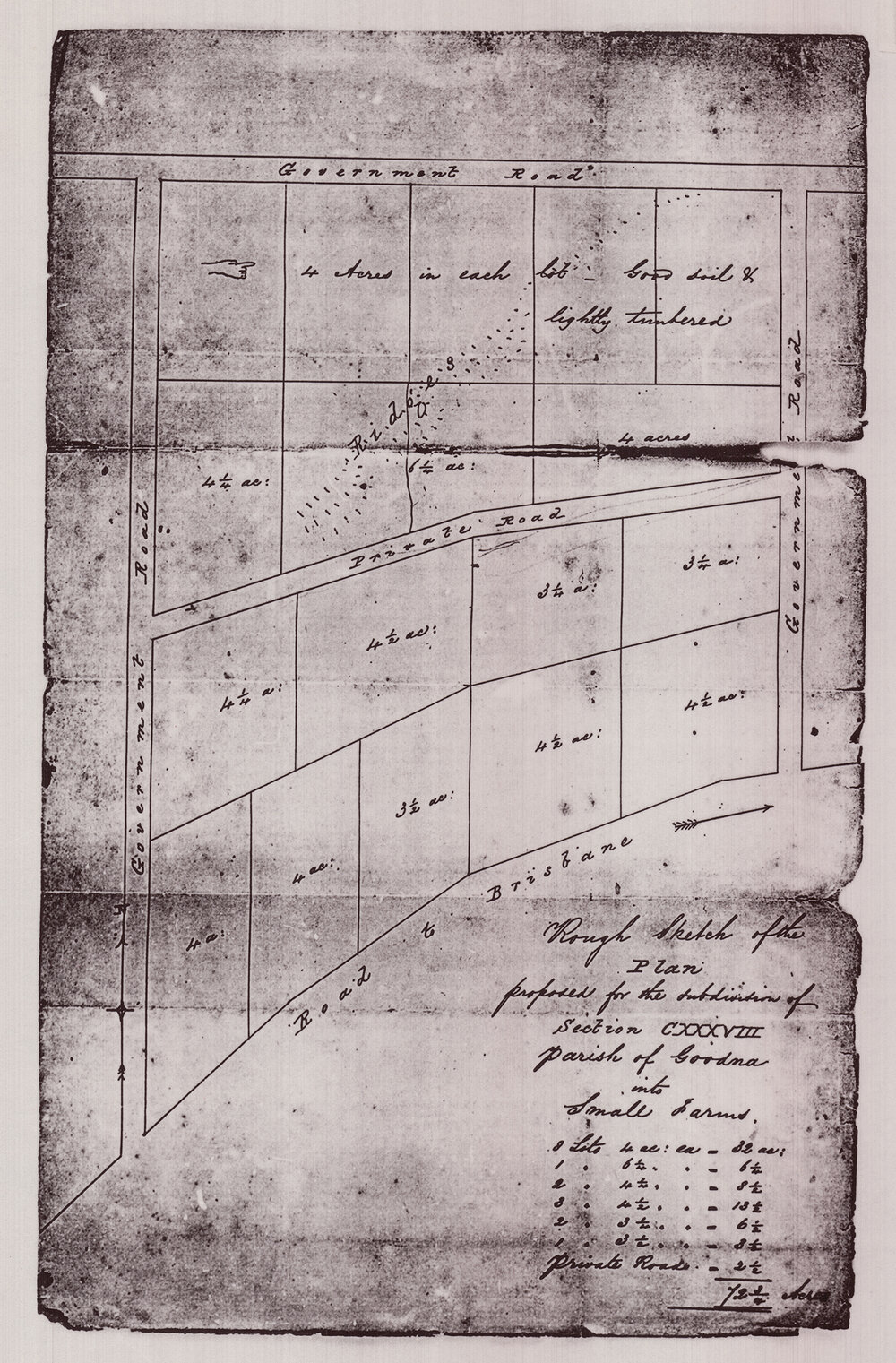 Rough sketch of the plan proposed for the subdivision of section ...