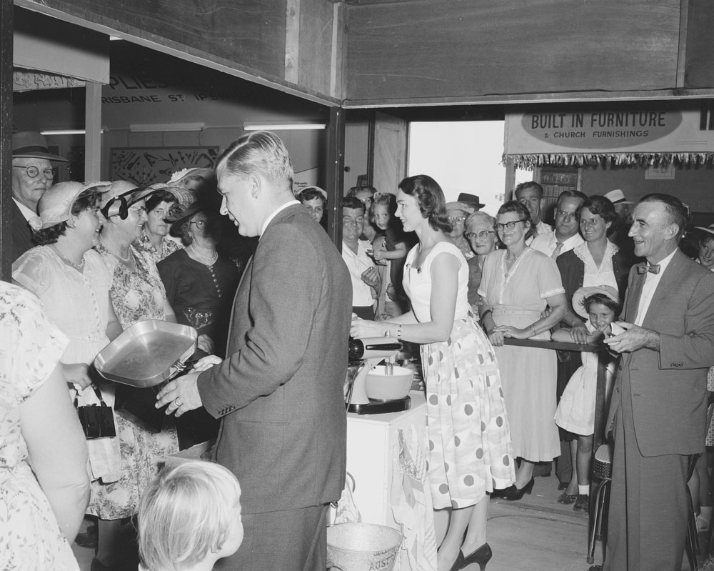 R.T. Edwards & Sons staff demonstrating electrical kitchen appliances ...