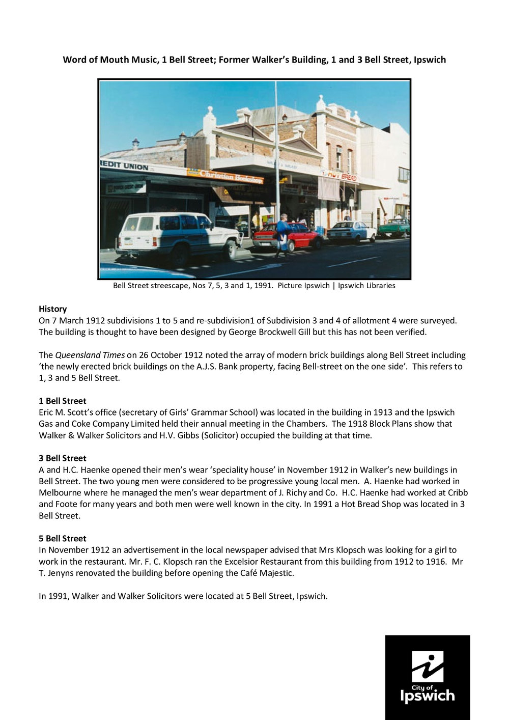 Bell Street 1 to 5, Ipswich - history | Picture Ipswich
