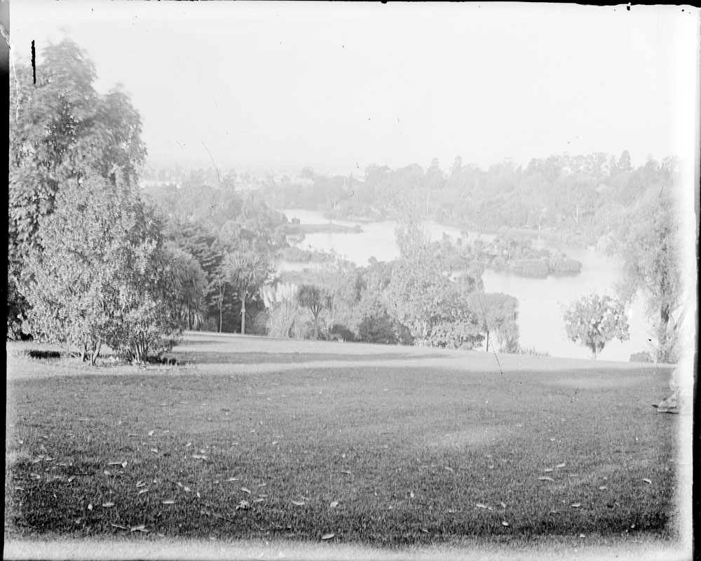 Unknown parkland, Lake or river and island, thought to be Ipswich ...