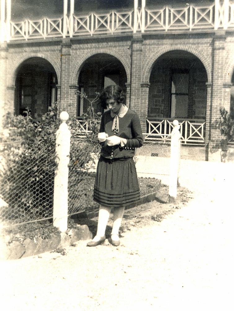 Unidentified girl in front of St Mary's Catholic Church Convent ...